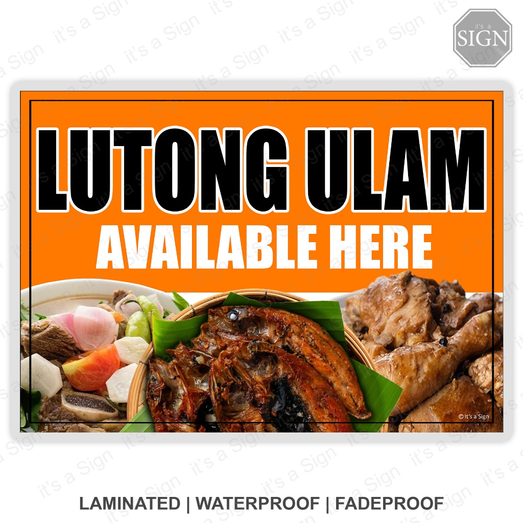 Lutong Ulam Fastfood Store Sign - Laminated Signage - A4/A3 Size ...