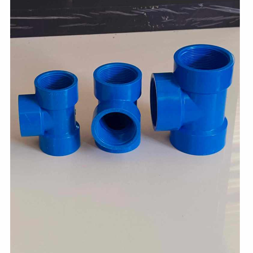 PVC BLUE FULL THREADED TEE | SANITARY FITTINGS | SIZES 1 1/4"(40MM) ; 1 ...