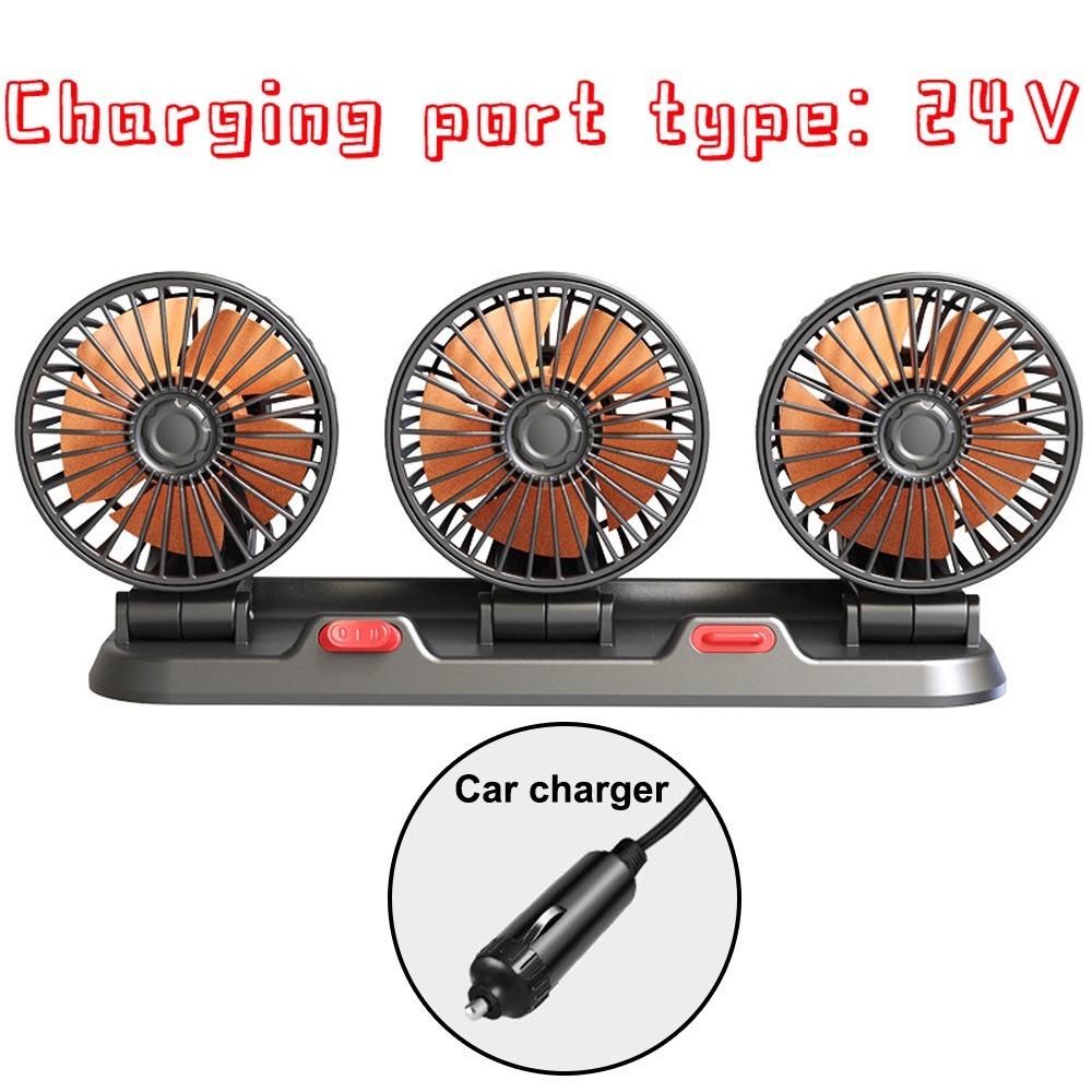 Universal Car Fan 12v/24v Electric Three Head Automotive Fan 360 ...