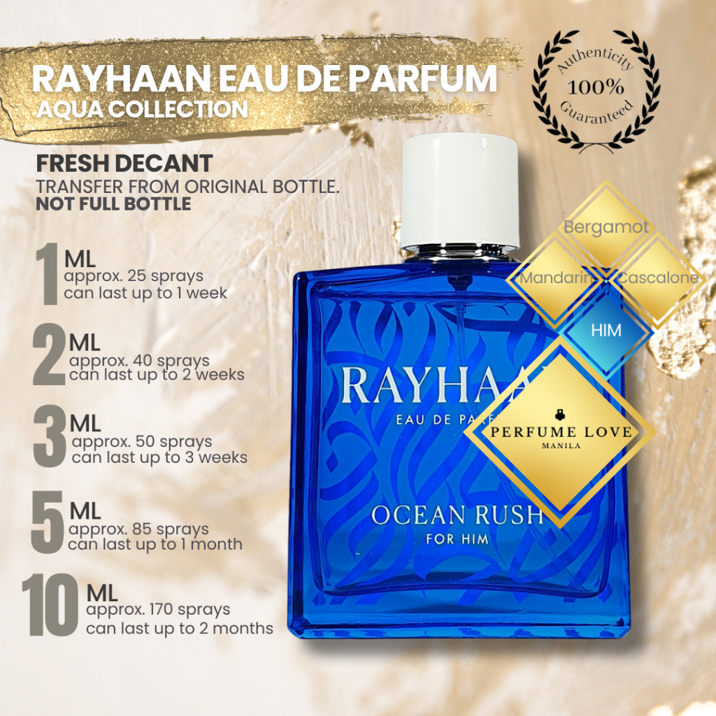 PERFUME DECANT Aqua Collection Rayhaan Eau de Parfum Ocean Rush for Him ...
