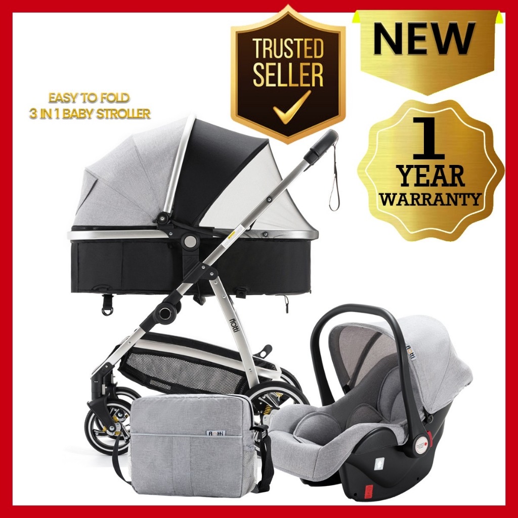 Kid's Azel 3 in 1 Baby Stroller (w/ Infant Car Seat Carrier) | Shopee ...