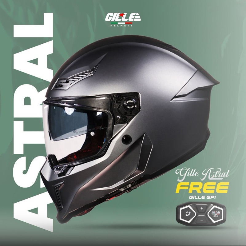 GILLE ASTRAL Fullface Dual Visor Helmet FREE GILLE GP-1 (BLUETOOTH ...
