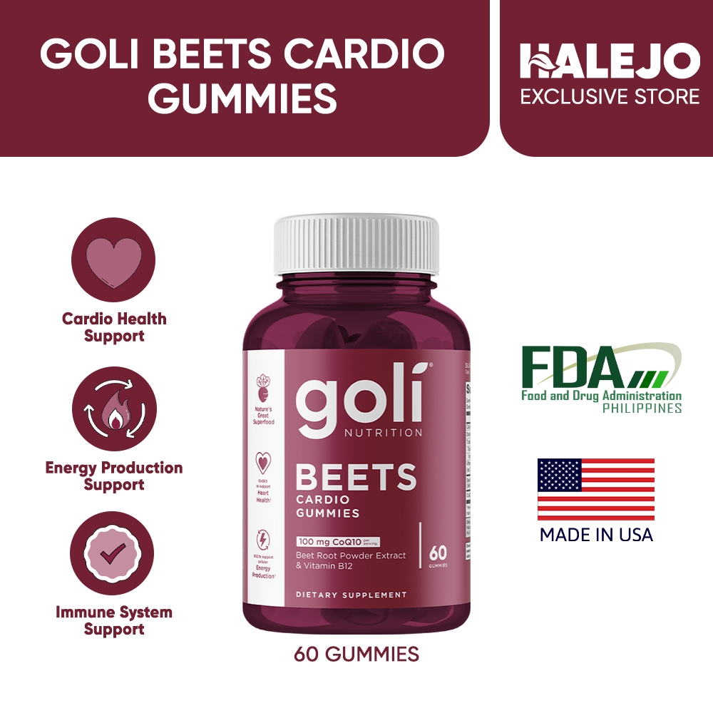 Goli Nutrition Beets Cardio 60 pcs with Vitamin B12, CoQ10, Beetroot ...