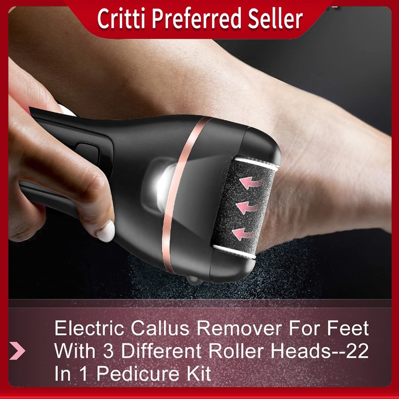 Electric Callus Remover Foot Grinder Foot File Dead 3 Roller Heads LED ...