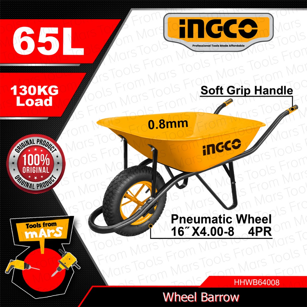 INGCO 130KG Wheel Barrow Garden Cart Wheelbarrow Kartilya Garden Tools ...