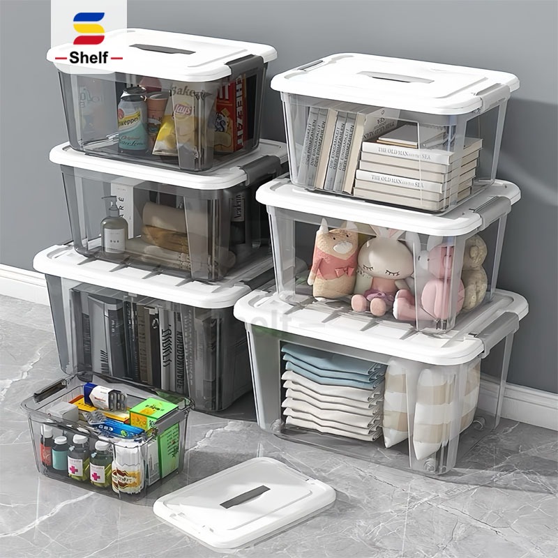 Storage Box Transparent Plastic box with Lid Thickened clothes toys box ...