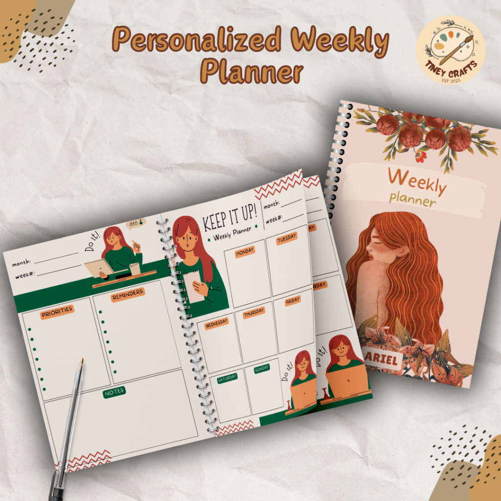 50-Sheet Weekly Planner (5.5in x 8in) - Personalized Weekly Organizer ...