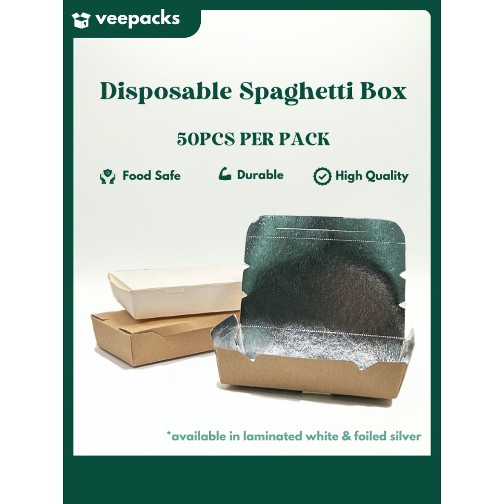 [50pcs] Spaghetti (Laminated/Foil Coated) Paper Meal Box | Shopee ...