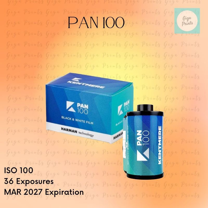 Harman Kentmere Pan 100 ISO 35mm 135mm Film Roll Black And White Films ...