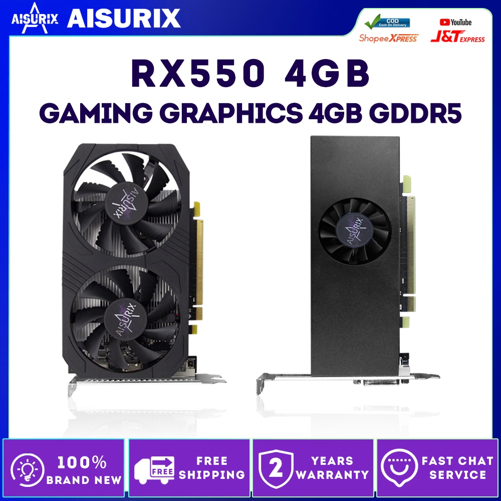 Aisurix AMD RX550 4G GDDR5 Graphics Card Radeon Chill 4GB Memory Video ...