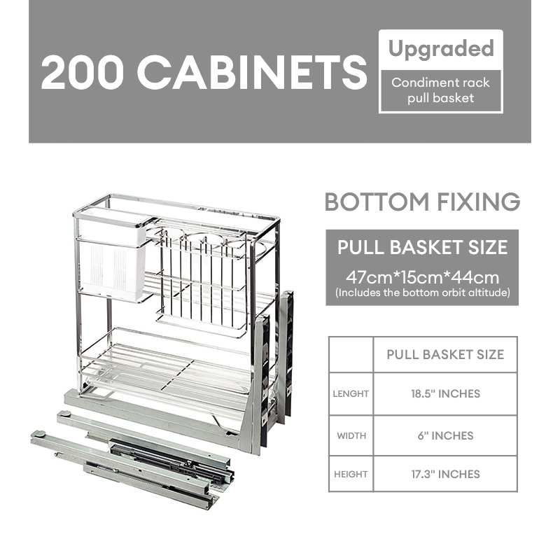 JOTO Kitchen Pull Out Rack Pull Out Condiment Organizer Basket Kitchen ...