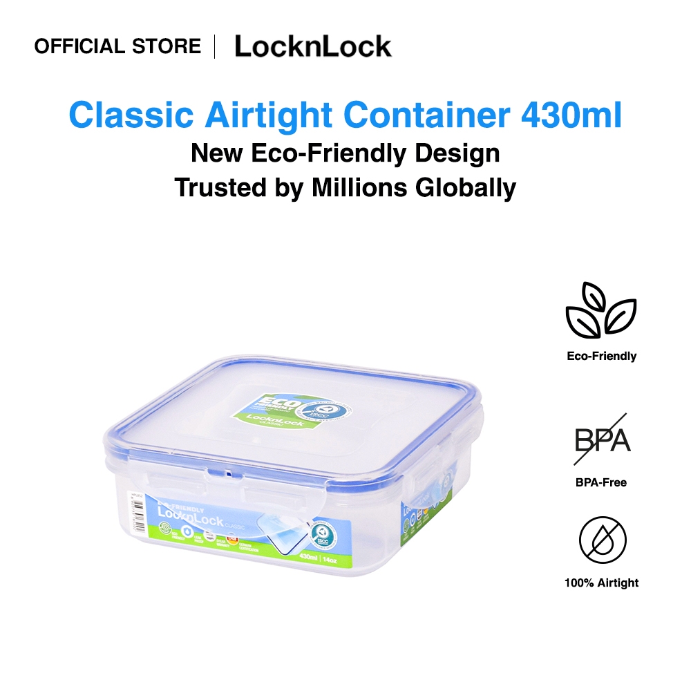 LocknLock Eco-Friendly Classic Airtight Square Food Container 430ml ...