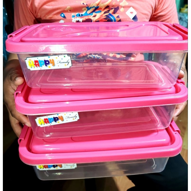 3Pcs/Set Happy Family Foodkeeper Transparent Tupperware | Shopee ...