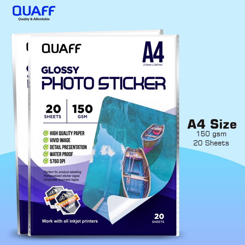 QUAFF Photo Sticker 150GSM A4（20sheets) | Shopee Philippines