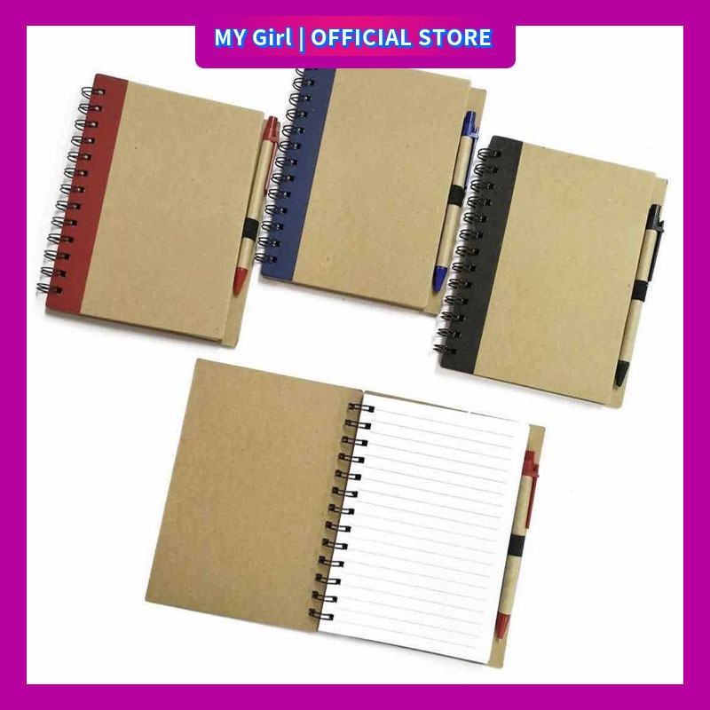 【MY Girl】Classic Stationery Notepad Notebook Wood Design Notes & Pen ...