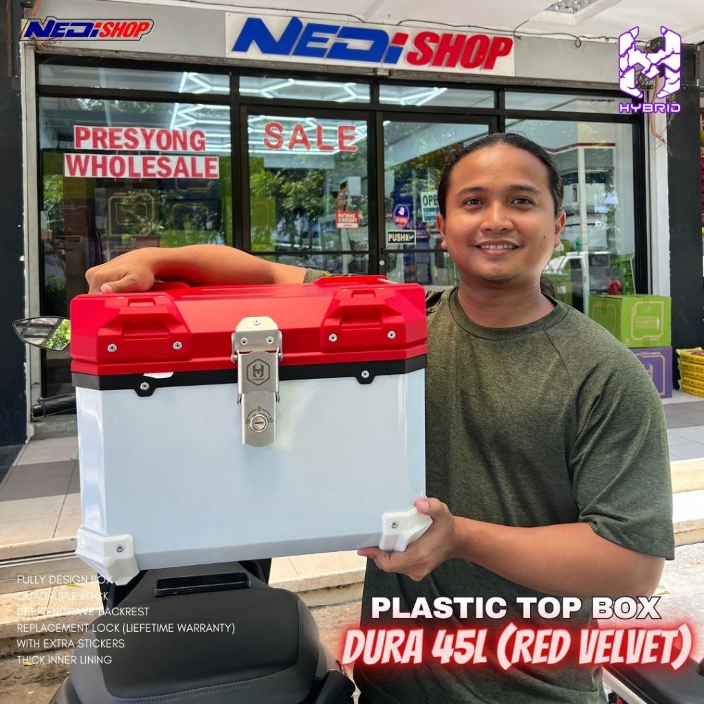 Hybriid 45L DURA PLASTIC TOP BOX (RED VELVET) | Shopee Philippines