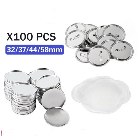 100Pcs 37/58mm Metal back DIY Badge Button Pins Blank Raw Material pins ...