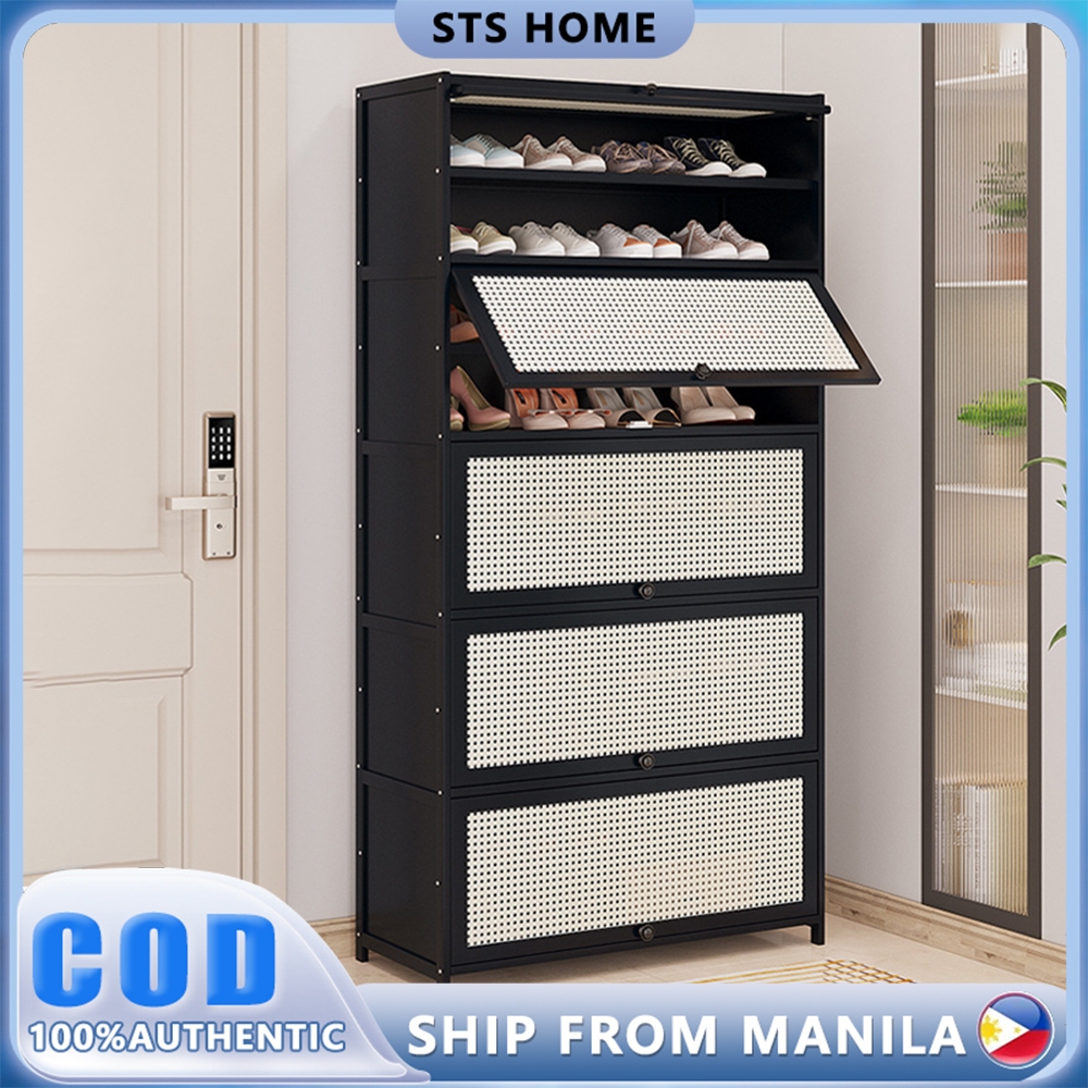 【On Hand】3/5/7/9/11Layer Rattan Bamboo Shoe Cabinet Large Capacity ...