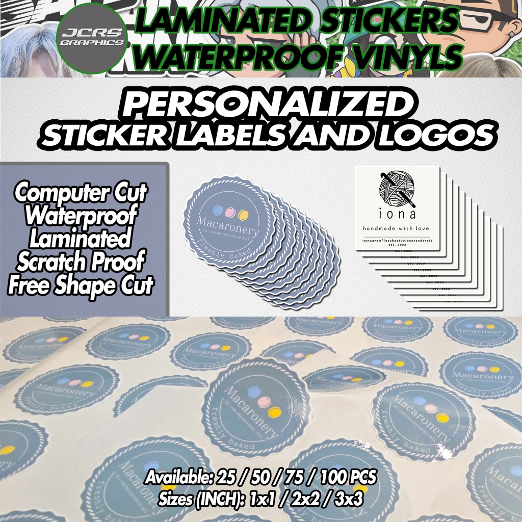 Personalized Logo Label Waterproof Stickers 25 / 50 / 75 / 100 pcs/pack ...