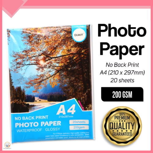 QUAFF Tree Type No Back Print Inkjet Photo Paper Glossy A4 Size 200gsm ...