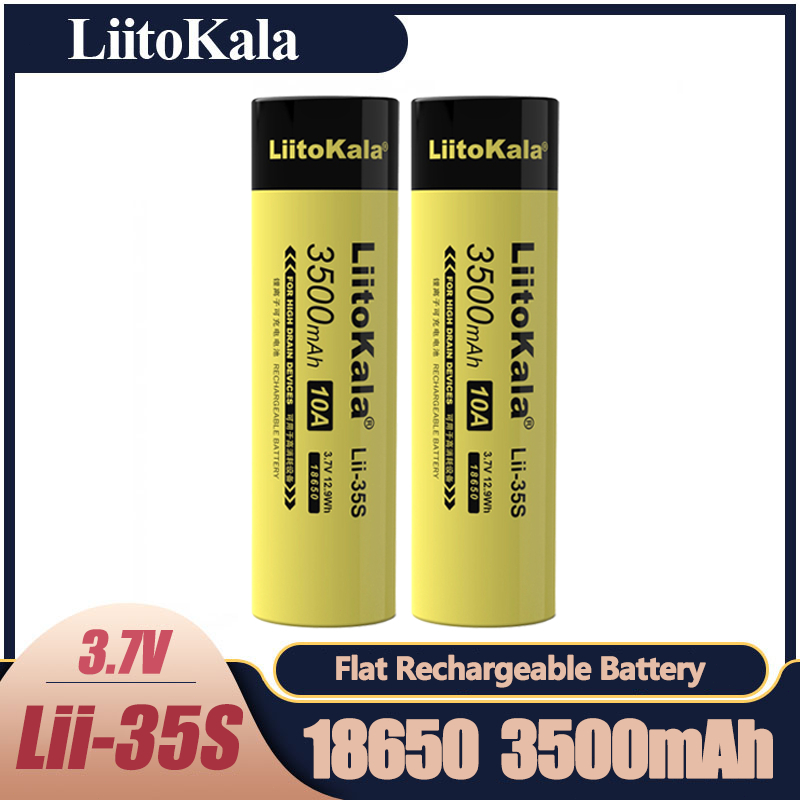 LiitoKala Original Rechargeable Battery 18650 3500mAh 3.7V Li-ion Flat ...