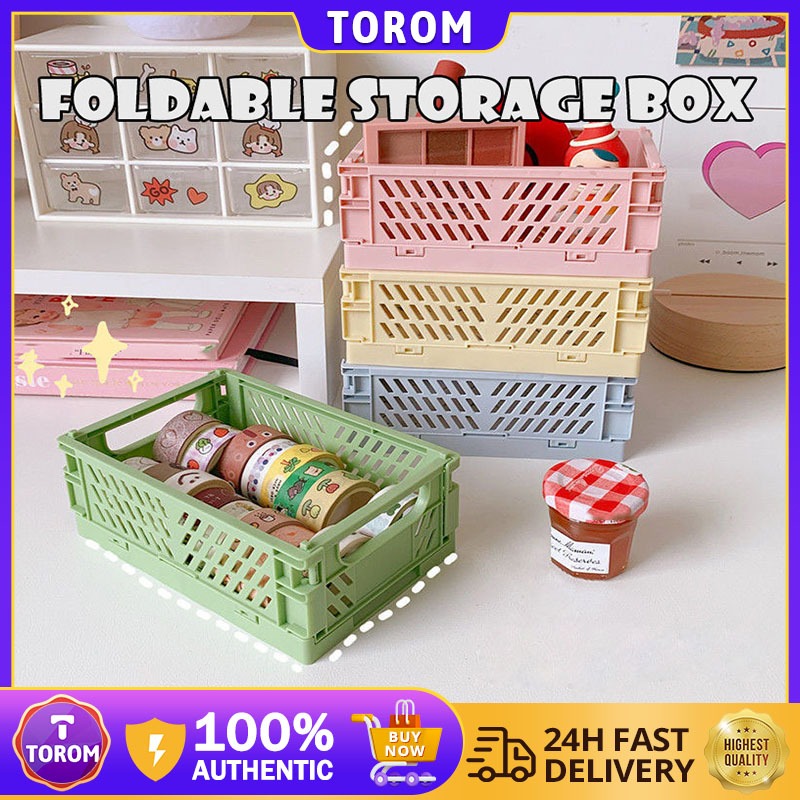 Creative Storage Box Korea Foldable Crate Tray Organize Desktop Rack ...