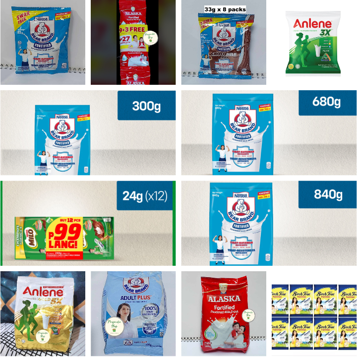 Anlene, Alaska, Bear Brand, Birch Tree Milk Drinks in Sachets and ...