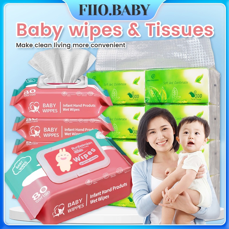 20PCS baby wipes and tissue Combo Unscented baby wipes 10 packs 80 ...
