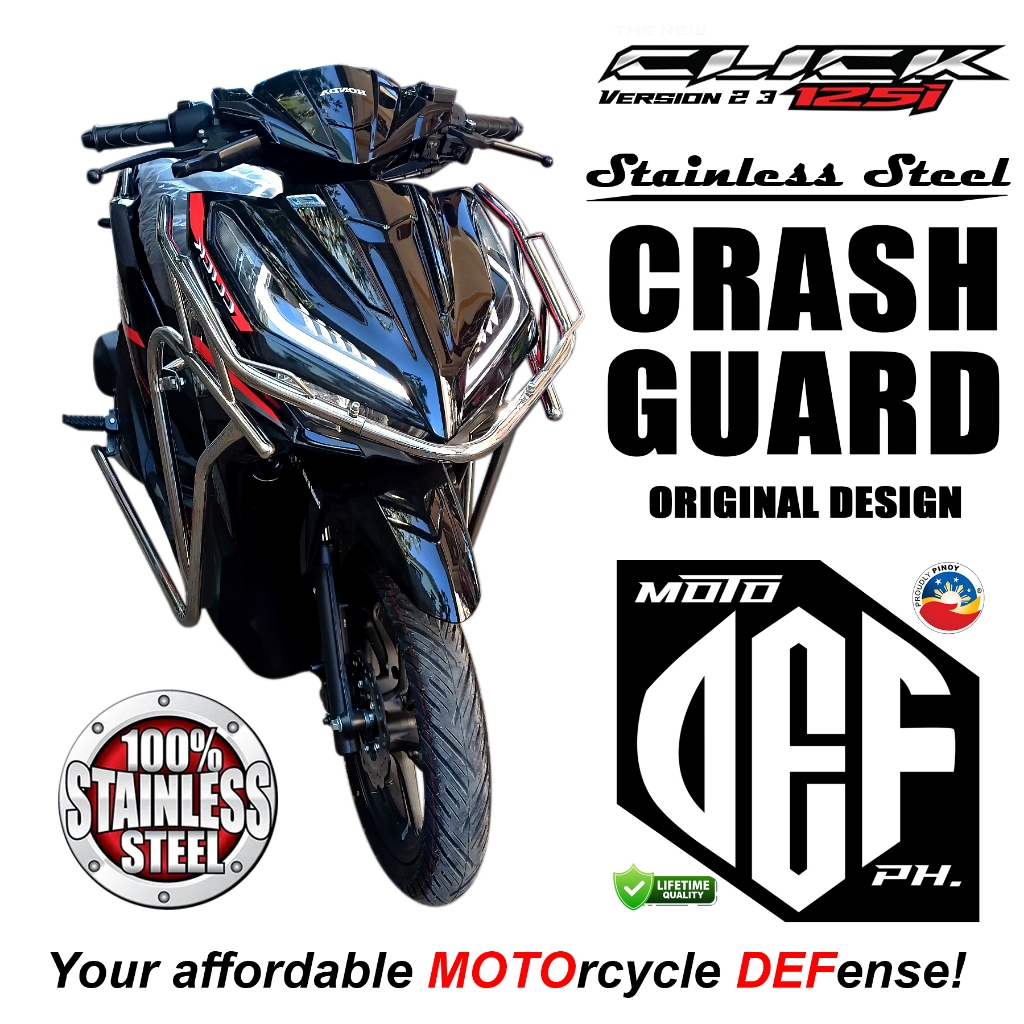 HONDA CLICK V3 & V2 CRASH GUARD STAINLESS STEEL MOTORCYCLE ARMOR ...