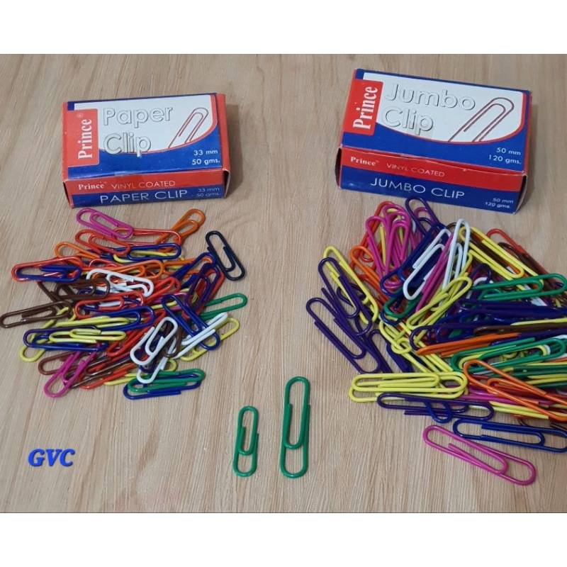 Prince Vinyl Coated Paper Clip.( Small 33 mm) or ( Jumbo 50 mm) 1 smbx ...