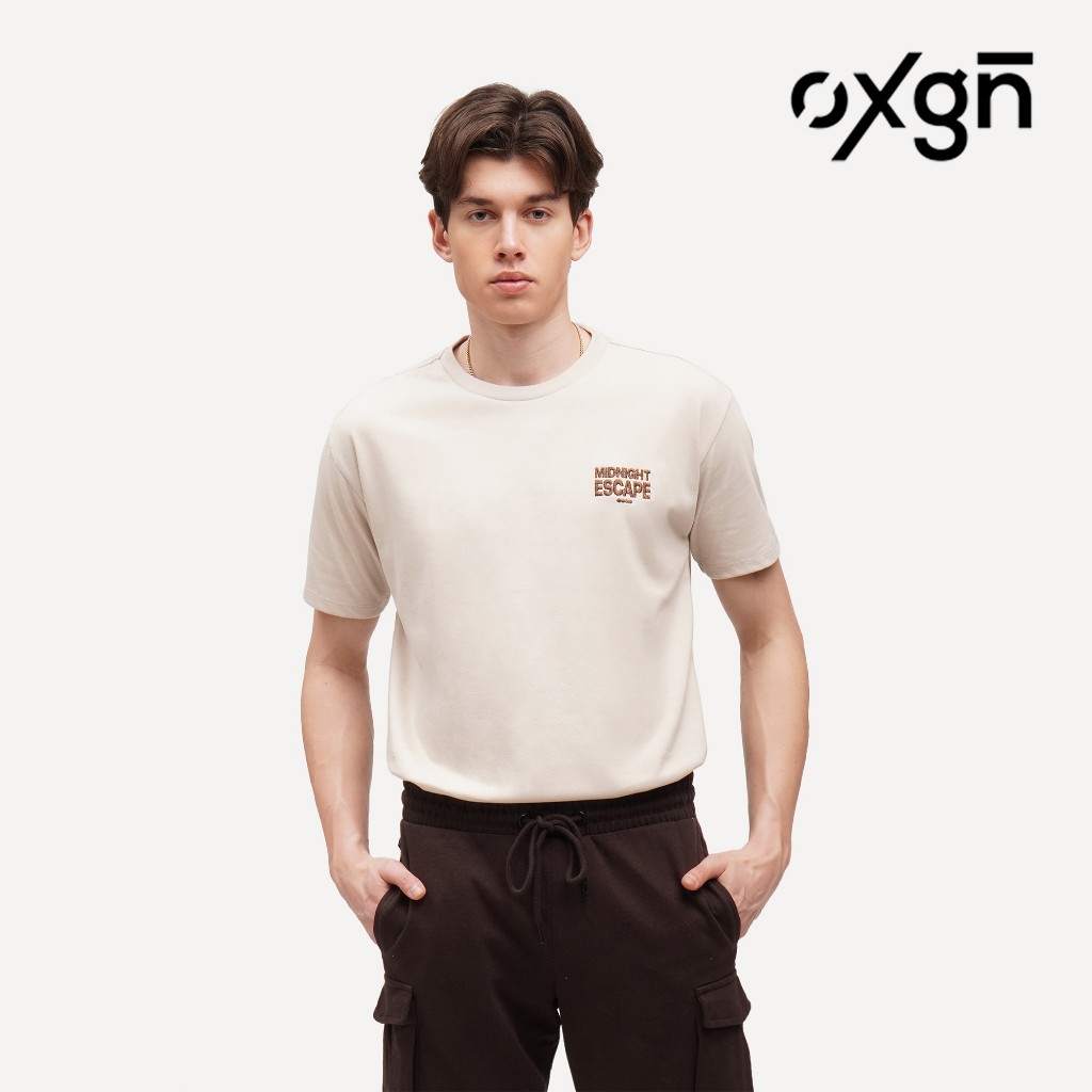OXGN Midnight Escape Embroidered T-Shirt For Men (Bone) | Shopee ...