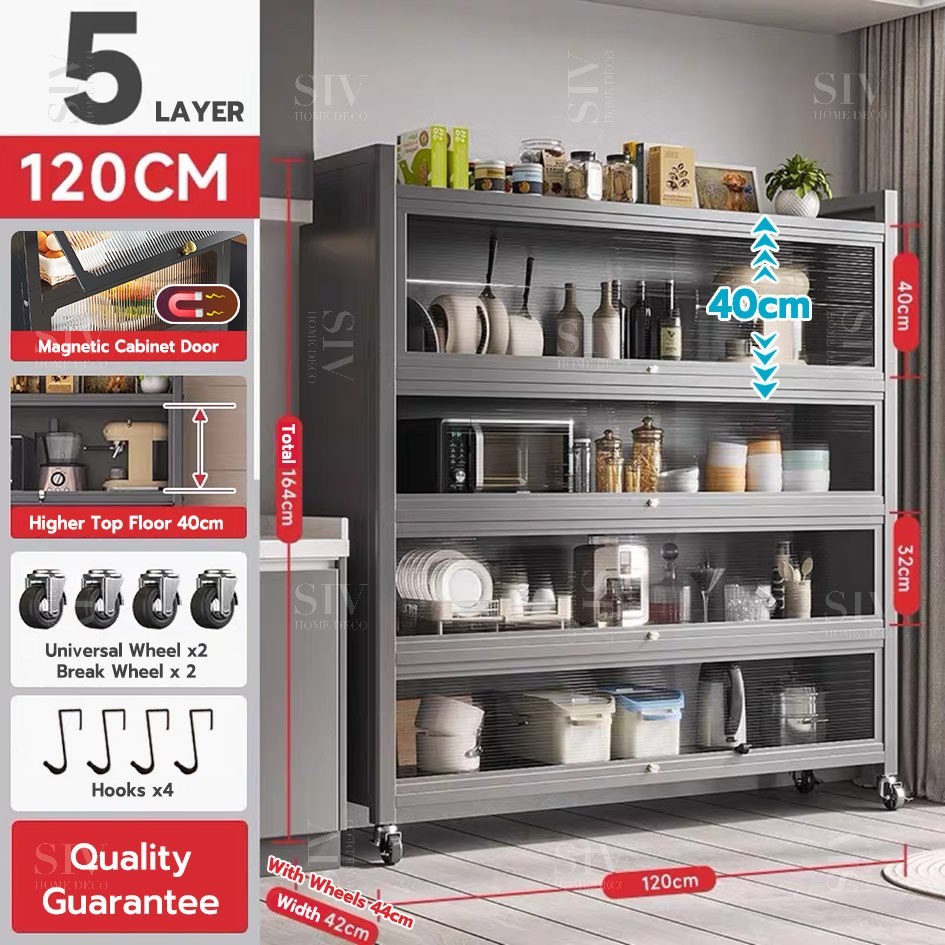 Siv 3-6 Layer Kitchen Cabinet Storage Organizer Rack Shelf With Pull ...