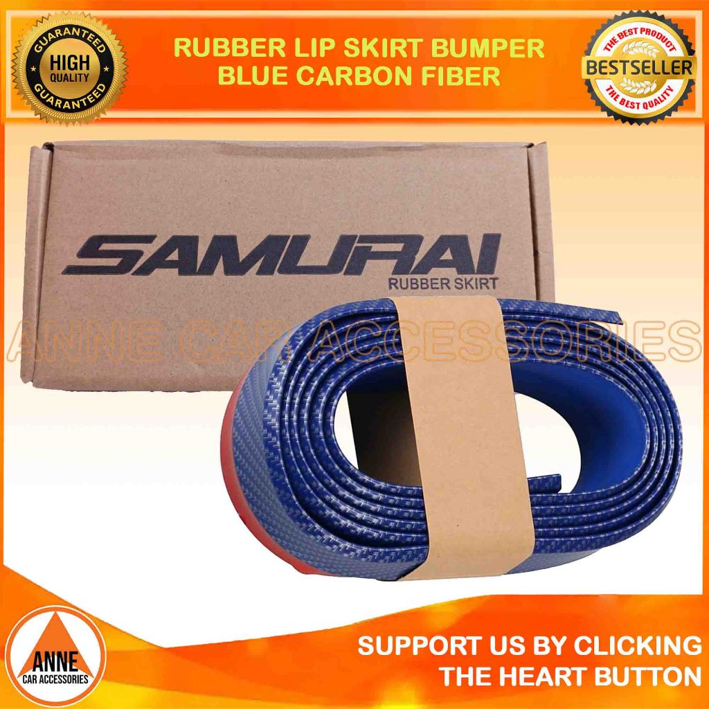 3M Samurai Carbon Fiber BLUE Car Front Bumper Lip Protector Rubber ...