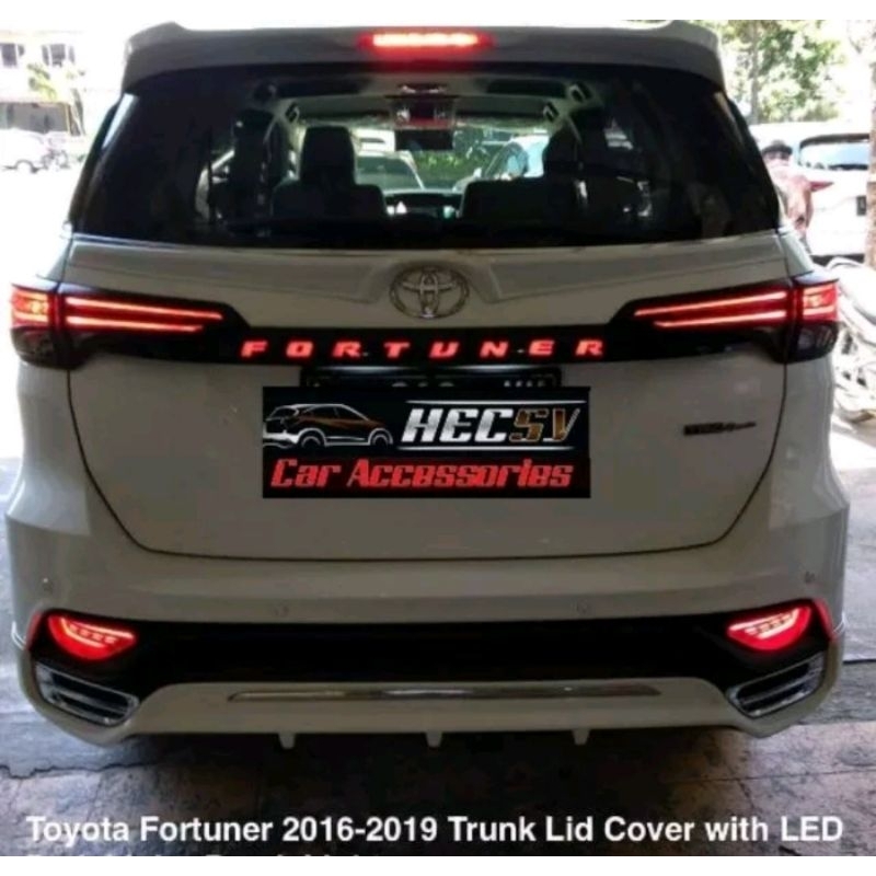 Fortuner Trunk lid Cover w Led 2016 to 2024 Black or Chrome 2017 2018 ...