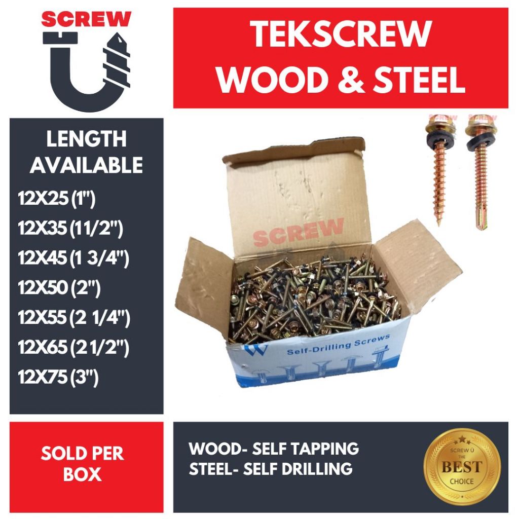Tek Screw Wood & Steel/Metal (Sold Per Box) Text Screw | Tex Screw Tekscrew Wholesale (1box ...
