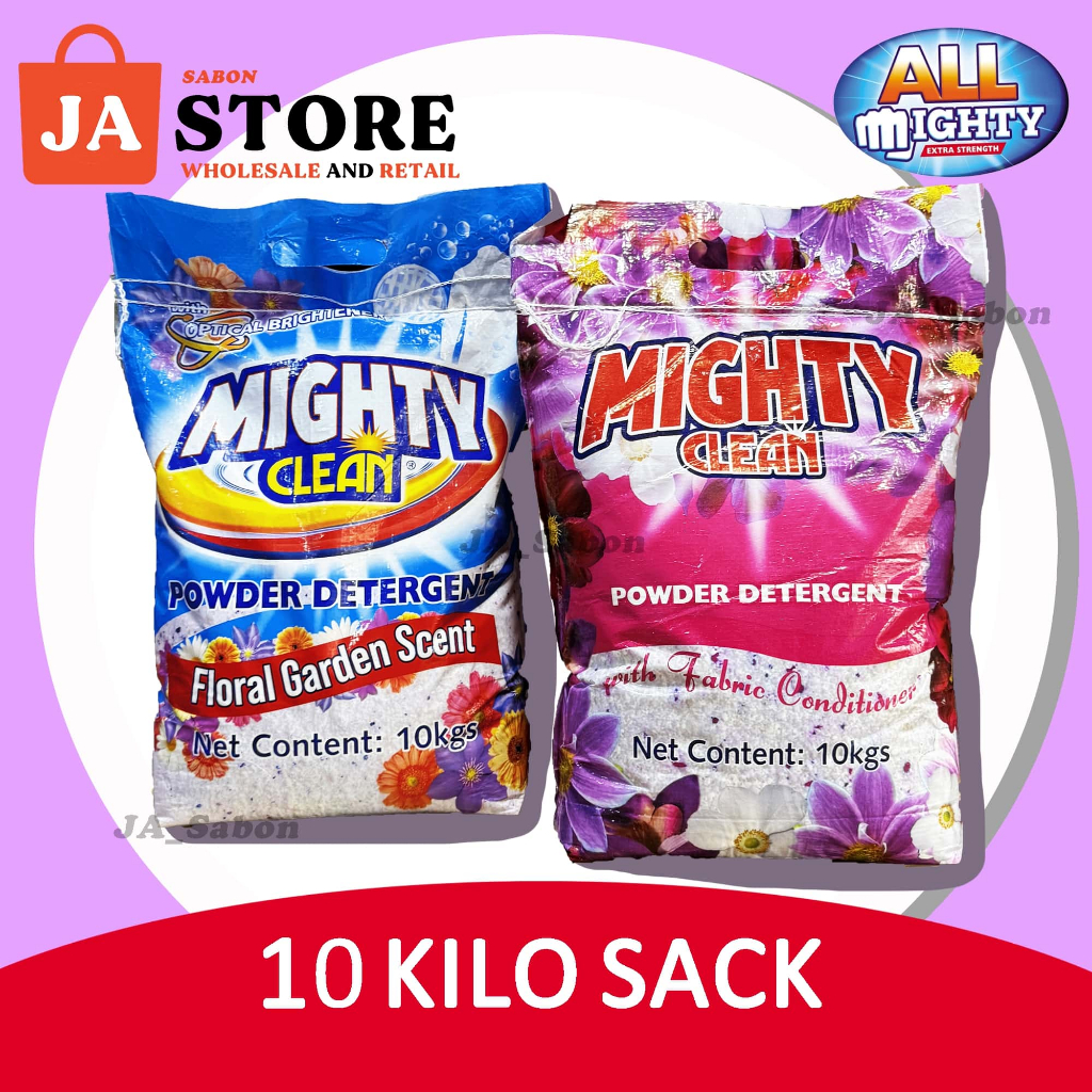 MIGHTY CLEAN Detergent Powder w/ Fabric Conditioner 10 Kilos | Shopee ...