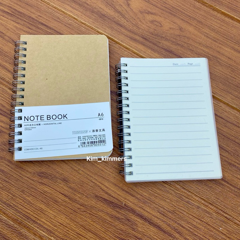 A6 Spiral Brown or Clear cover Small Notebook Plain Mini notebook ...