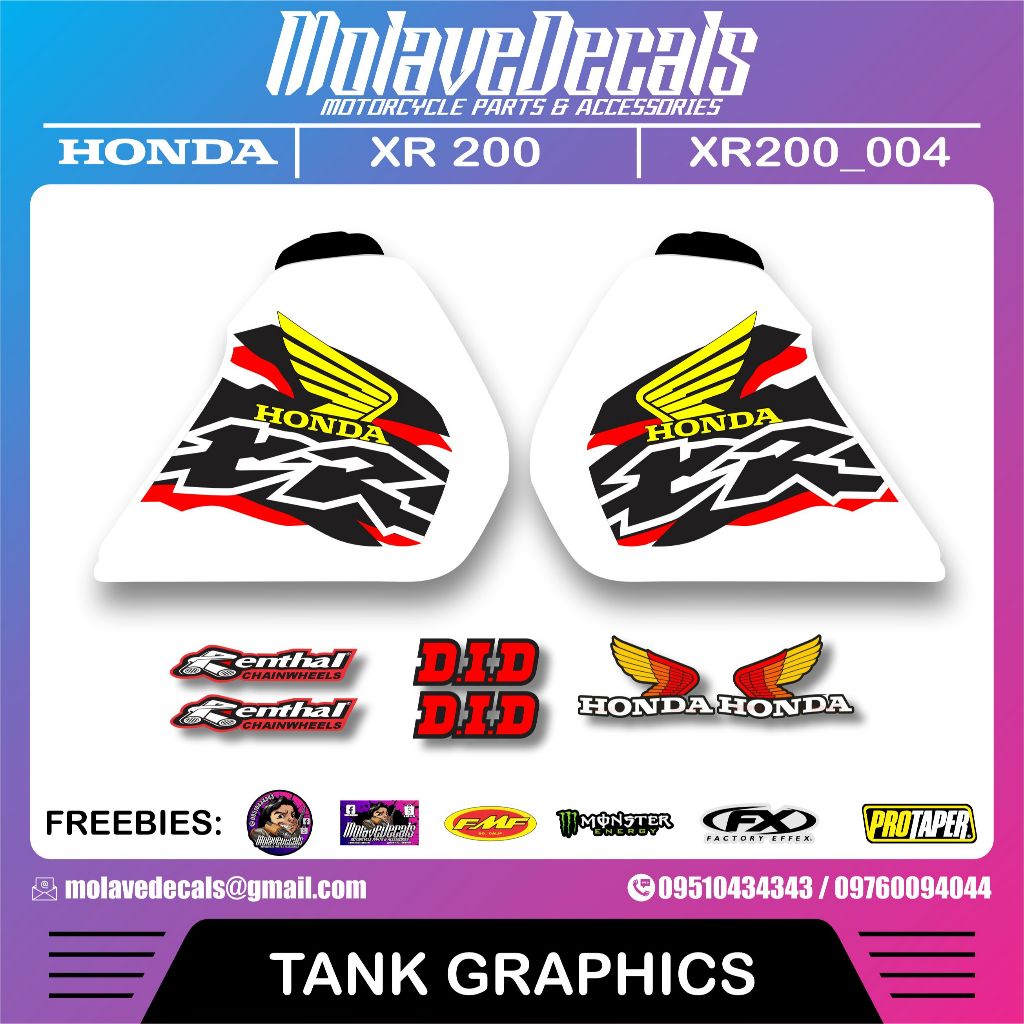 HONDA XR 200 STOCK TANK DECALS | XR200_004 | Shopee Philippines