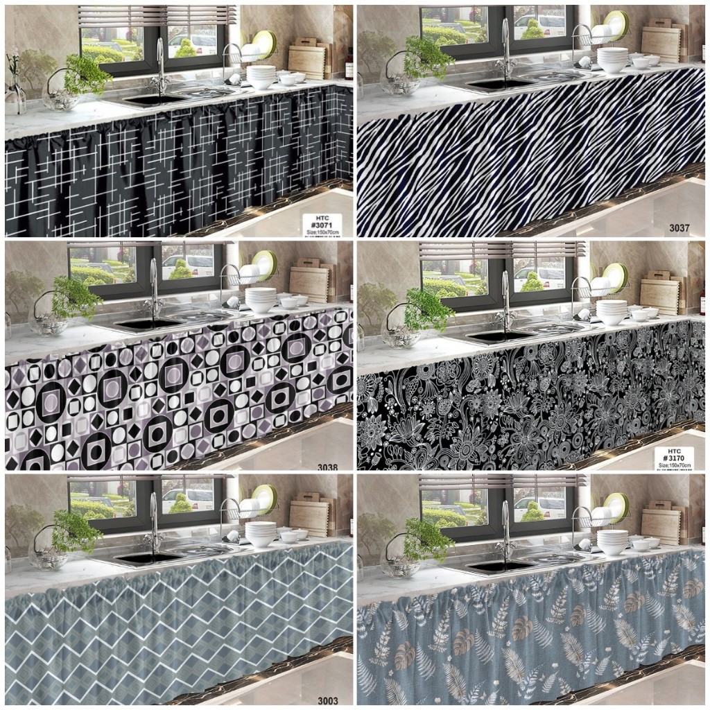 Black Kitchen Sink Curtain Lababo Grey Under Sink Curtains Short Half ...