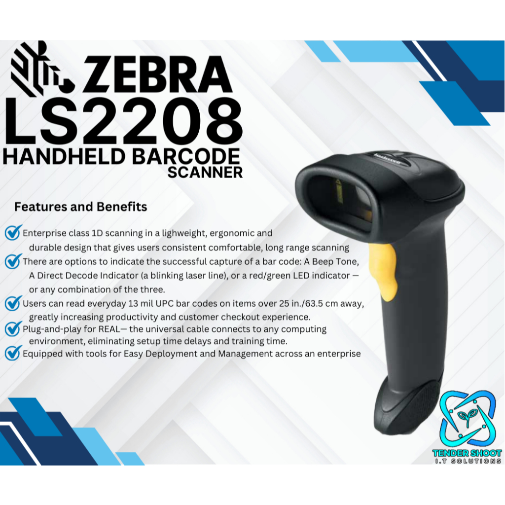 Zebra LS2208 Symbol LS2208 Motorola LS2208 Laser Handheld Barcode ...