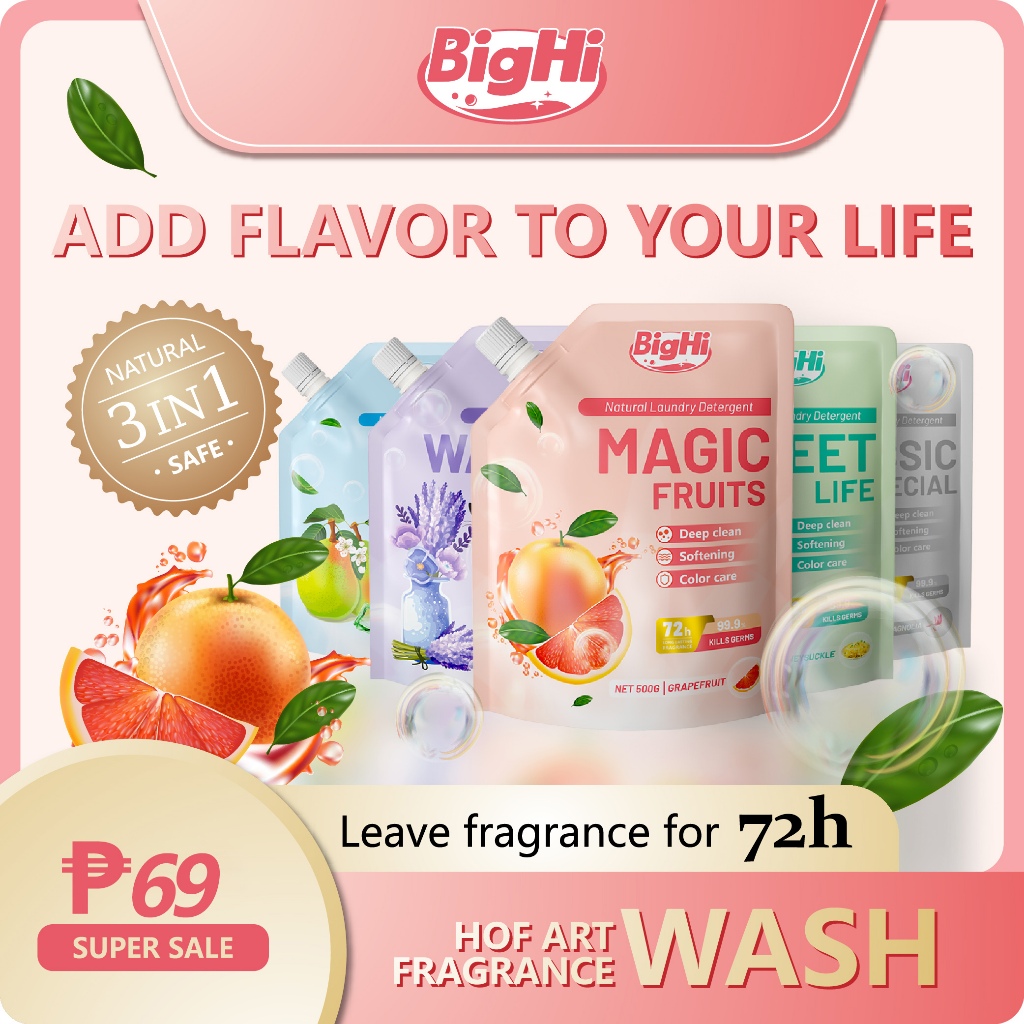 Laundry liquid Detergent BigHi 500g Natural 72-hour Magic Fruits Scent ...