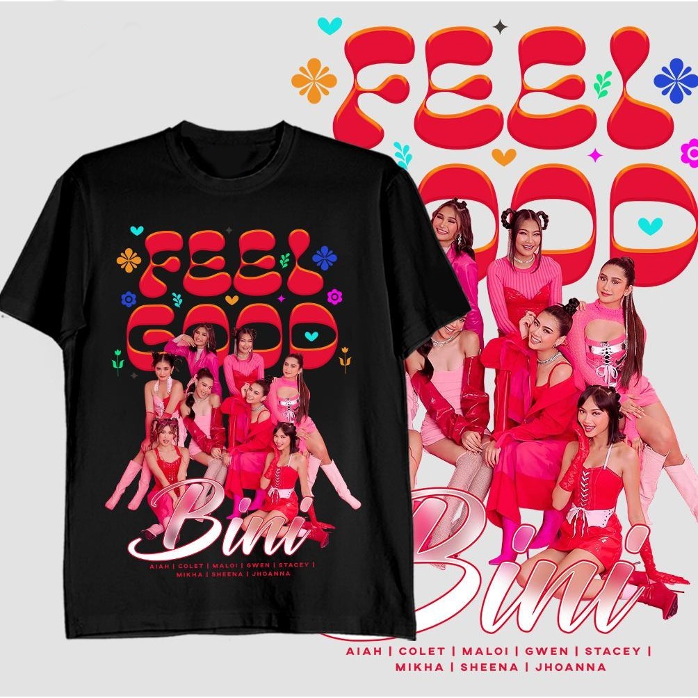 South Korea VIBE APPAREL BINI FEEL GOOD graphic T-shirt men's and women ...