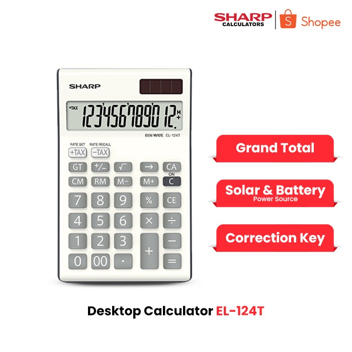 Sharp Semi Desktop Calculators EL-124T Gray | Shopee Philippines