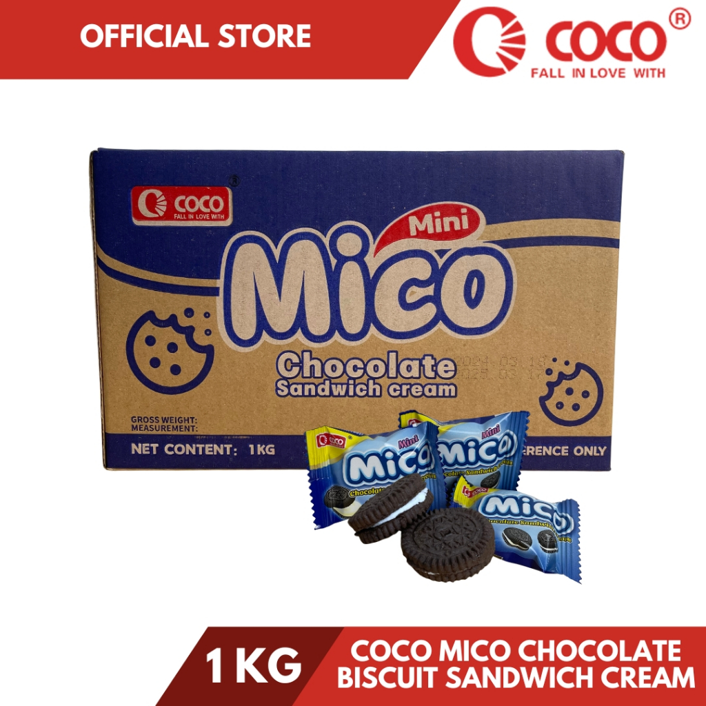COCO Mico Chocolate Biscuit Sandwich Cream 1KG Sharing Box | Shopee ...