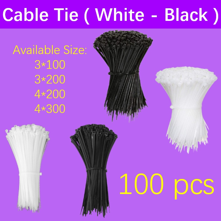 Mago 100pcs Cable Tie Cable Lock (Black and White) Multipurpose Nylon ...