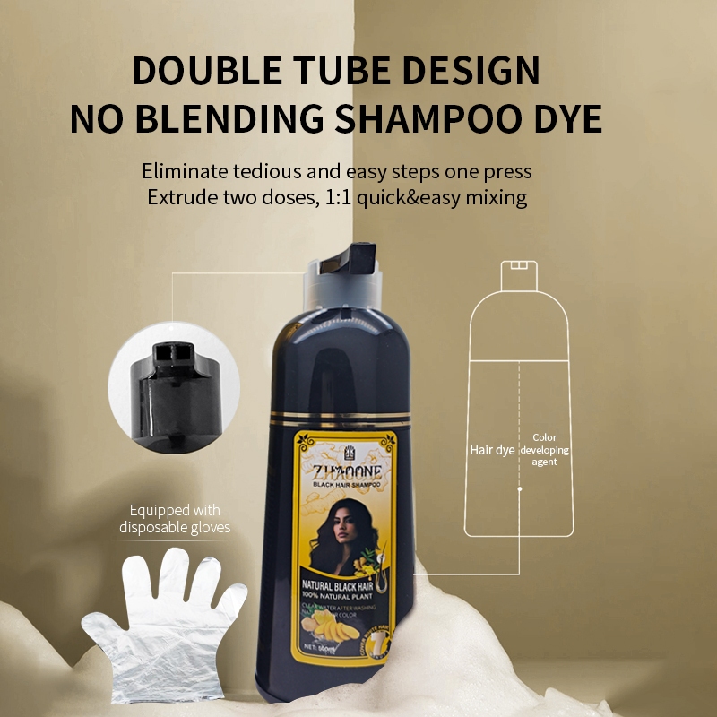 Black Hair Shampoo Hair Color Dye Semi Permanent Dye Shampoo 500 ML ...