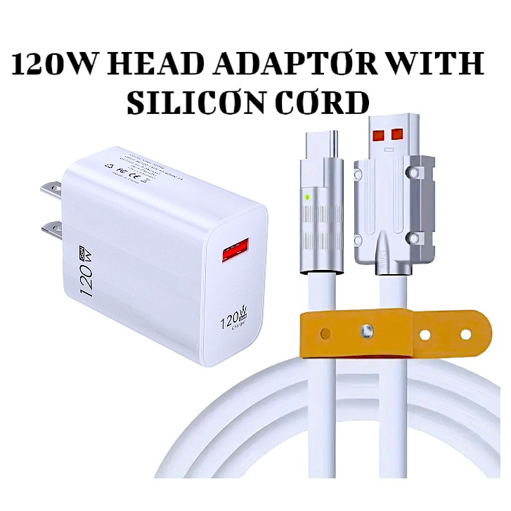 120 WATTS CHARGER HEAD FAST CHARGING SUPER CHARGE SUPPORT IOS TYPE C V8 ...