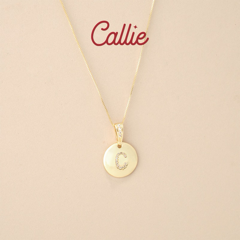 Callie 14k Gold Plated Statement Radiance Coin Initial Set Necklace ...