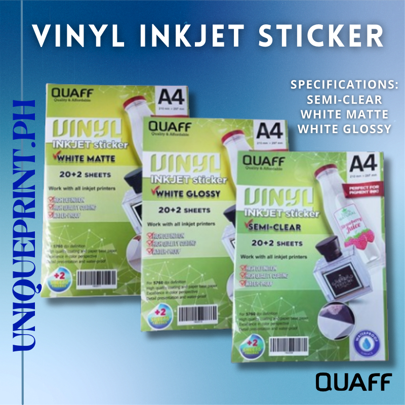 QUAFF Semi Clear Transparent & White Glossy Vinyl Inkjet Sticker ...