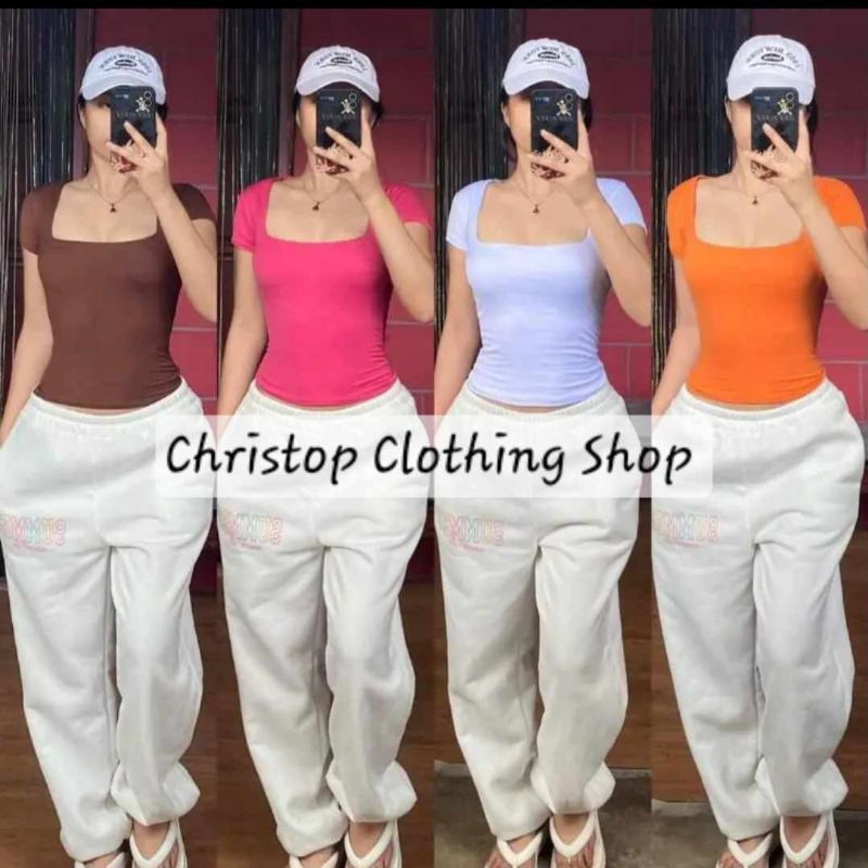 CCS YNAH DOUBLE LINEN FRONT SQUARE NECK TOPS WOMENSWEAR | Shopee ...